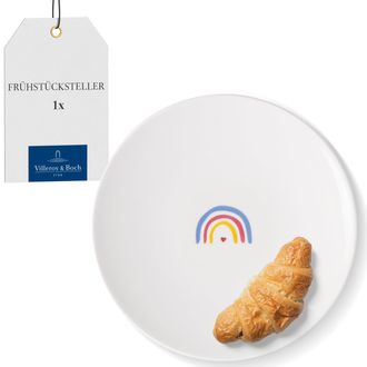 Villeroy & Boch With Love Fr&uuml;hst&uuml;cks-/ Dessertteller Be Happy Wei&szlig;, Sp&uuml;lmaschinenfest, Mikrowellensicher, Teller Regenbogen, Geschirr Keramik, Geschenk, Premium Porze