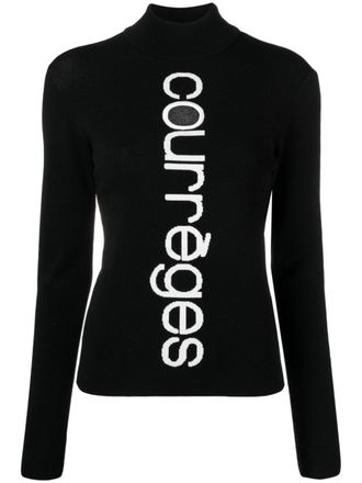 Courrèges pull à logo intarsia - Noir