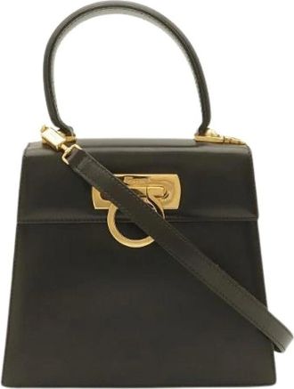 Ferragamo Sac bandouli&egrave;re Gancini en cuir doccasion - Femme - Pre-owned - Noir - Taille: ONE Size
