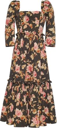 Cara Cara robe fleurie &agrave; volants superpos&eacute;s - Vert