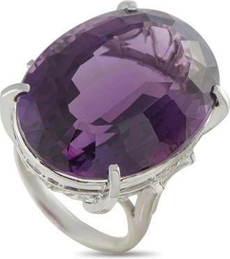 Luxury Bazaar bague en platine sertie daméthyste - Argent