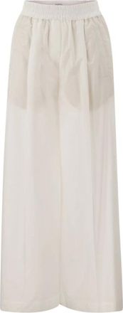 Brunello Cucinelli Femme, Pantalons, Blanc, Taille: 38 FR Pantalon D&eacute;contract&eacute; en Coton L&eacute;ger
