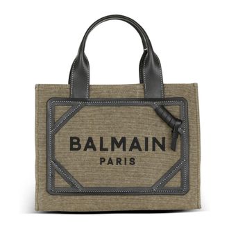 Balmain Femme, Sacs, Vert, Taille: ONE Size B-Army small canvas shopping bag with leather inserts