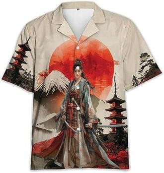 Keephen keephen Style dart Japonais Chemises Hawaiiennes pour Hommes Femmes Guerrier Samoura&iuml; Impression 3D Chemises &agrave; Boutons &Eacute;t&eacute; Vacances Chemise