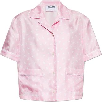 Moschino Femme, Blouses et Chemises, Rose, Taille: 38 FR Chemise &agrave; Manches Courtes en Soie