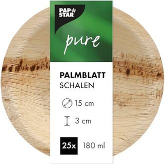 Papstar 25 Palmblatt-Schalen Pure 180 ml ohne chemische Zus&auml;tze oder Beschichtung, geruchsneutral