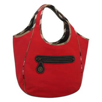 Burberry Pre-owned Toile sacs-main - Femme - Pre-owned - Rouge - Taille: ONE Size
