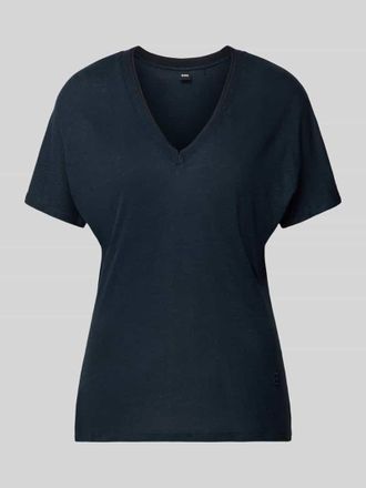 HUGO BOSS Regular Fit T-Shirt aus Viskose-Leinen-Mix Modell Eylina