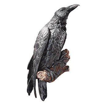 Design Toscano Der Halloween-Rabe Gothic-Dekor Wandskulptur, Polyresin, vollfarbe, 46 cm