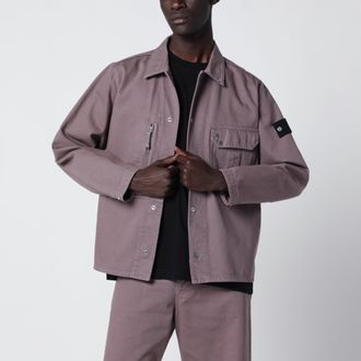 Stone Island Lila/graue Hemdjacke aus Baumwolle