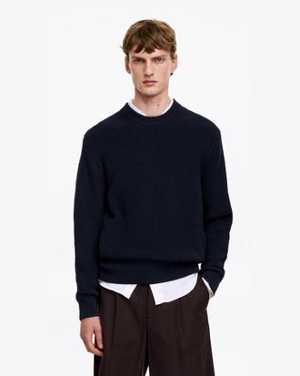 Arket Baumwollpullover Mit Rundhalsausschnitt -Blau