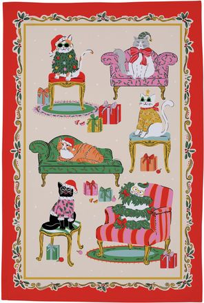Ulster Weavers Geschirrtuch mit weihnachtlichen Katzen aus Baumwolle, mehrfarbig