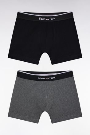 Eden Park Lot De Deux Boxers En Jersey De Coton Stretch Noir Et Gris