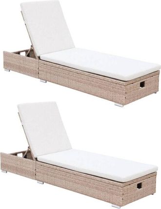 Sweeek 2er-Set Sonnenliegen aus geflochtenem Kunststoff, Polyesterkissen, verstellbar