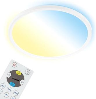 Briloner Plafonnier LED plat avec télécommande, lumière indirecte, réglable de blanc chaud à blanc froid, lampe LED, plafonnier LED, lampe de salon, panneau LE