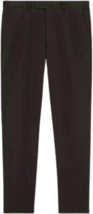Loro Piana Homme, Pantalons, Brun, Taille: 2XL Pantalon en Coton Marron à Devant Plat
