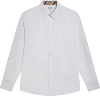 Burberry Homme, Chemises, Blanc, Taille: S Cotton Poplin Shirt