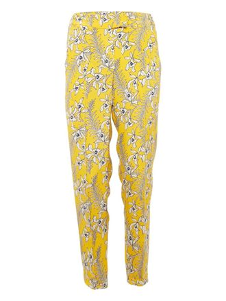 Oscar De La Renta pantalon &agrave; fleurs - Jaune