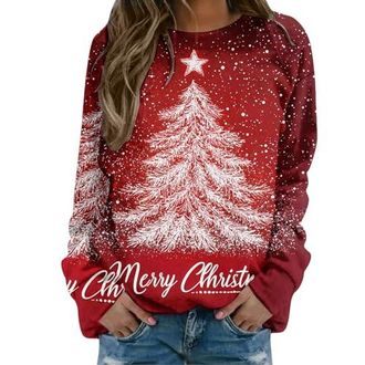 Generic Sweat-shirt de Noël pour femme - Imprimé Père Noël amusant - Chat mignon - Pull de Noël grande taille - Pull graphique à col rond à manches longues - 
