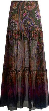 Etro Jupe Maxi en Soie avec Imprim&eacute; Cachemire Plac&eacute; - Femme - Jupes - Multicolore - Taille: 36 FR