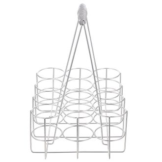 BESPORTBLE SEWACC Bierflaschenhalter und Bieraufbewahrungskorb aus Eisen Kleiner Handkorb f&uuml;r 12 Flaschen Silberner Kreativer Biertr&auml;ger f&uuml;r Bar und Zuhause