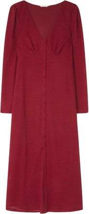 Springfield Damen Structured midi Dress Kleid, Maroon, XL