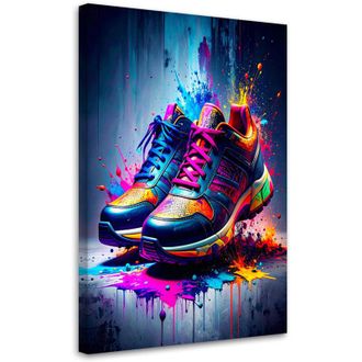Feeby Tableau d&eacute;co Graffiti Chaussures color&eacute;es Street art 60x90