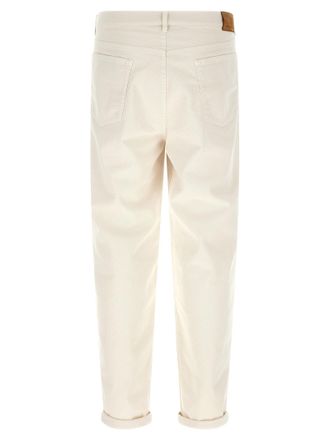 Brunello Cucinelli Garment-Dyed Cotton Canvas Jeans - Ecru
