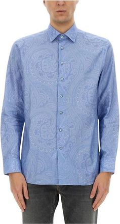 Etro Floral Paisley Baumwollhemd - - Shirts - Herren - Blau - L