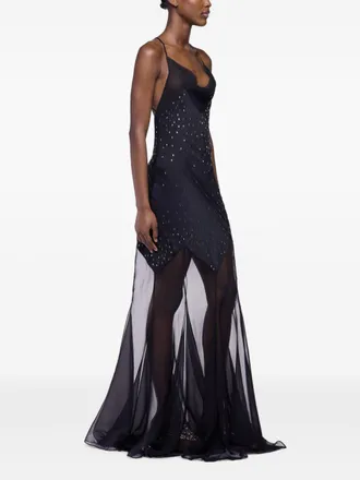 Paco Rabanne Sequin Embellished Evening Dress - Black