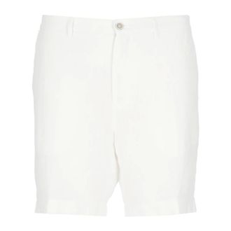 120% Lino Homme, Shorts, Blanc, Taille: XL Shorts bermuda en lin ray&eacute;