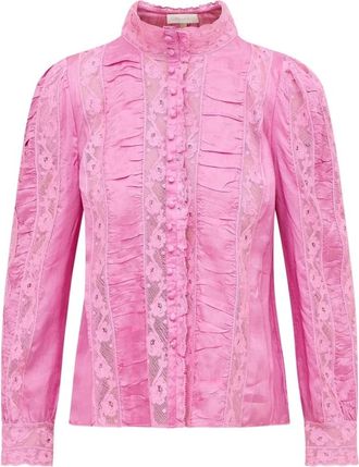 LoveShackFancy Spitzentop mit Plissiertem Body - Rosa - - Blouses & Shirts - Damen - Rosa - M