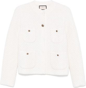 Bruno Manetti Jacke mit Waffelstrick-Muster - Wei&szlig;