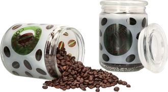Ritzenhoff & Breker 2er Set Cremona Glas-Dose mit Deckel I Grün I 700 ml I Milchglas-Optik mit Kaffeebohnen + Schrift I Behälter für Kaffeebohnen, gemahlenen Kaffee I Auf
