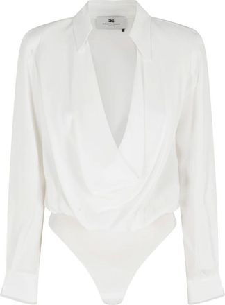 Elisabetta Franchi Femme, Tops, Blanc, Taille: 40 FR Body Georgette