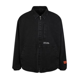 Heron Preston Canvas Gepolsterte Jacke Schwarz Rei&szlig;verschluss Logo - - Jackets - Herren - Schwarzk - M