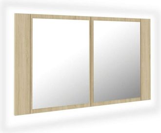 vidaXL LED-Bad-Spiegelschrank Sonoma-Eiche 80x12x45 cm Acryl vidaXL