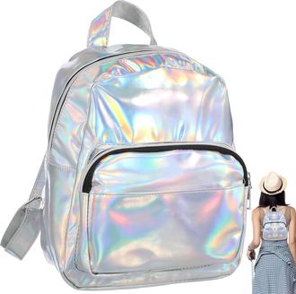 Valiclud CALLARON Holografischer Rucksack, Mini Rucksack Damen, Modischer PU Rucksacks, Verstellbare Schultergurte, Leicht Umh&auml;ngetasche mit Rei&szlig;verschlussfach