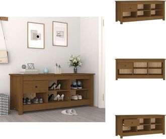 vidaXL Vidaxl - Armoire à chaussures Marron miel 110x38x45,5 cm Bois pin massif - Armoire à Chaussures - Meuble Chaussure - Rangement Chaussures - Étagère