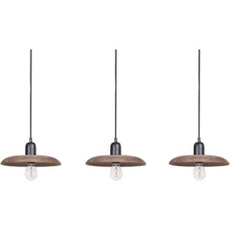 Beliani Lampe Pendante Suspension Plafond Éclairage Maison Fait Main Bois de Manguier Foncé Manjeera