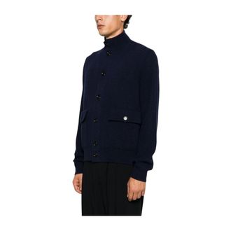 Lardini Strickjacke mit Eins&auml;tzen - - Knitwear - Herren - Blau - 2XL