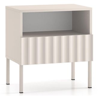 Selsey Derriva - Table de chevet avec façades cannelées - 50 cm beige clair - Selsey