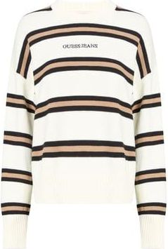 Guess gestreifter Baumwollpullover in Beige