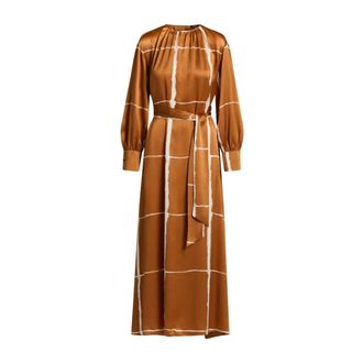 Kiton Femme, Robes, Brun, Taille: 38 FR Robe en satin de soie &agrave; silhouette fluide