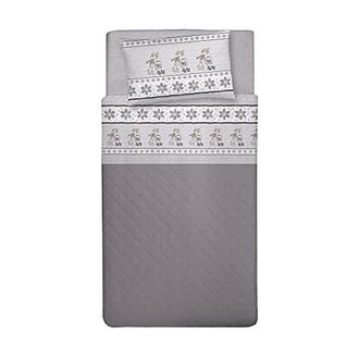 Pensieri delicati Parure de lit 1 Place et demie, Flanelle 100% Coton Chaud et Doux, Parure de lit 120 x 200 cm, avec Drap Plat, Dessus et 1 taie doreiller, fabriqu&eacute;e e