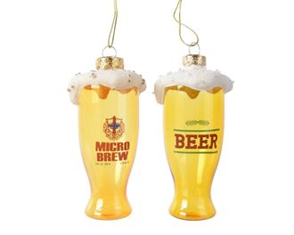 Kaemingk Christbaumschmuck Glas Bierglas 13cm, 1 St&uuml;ck Sortiert Alkohol - Orange transparent