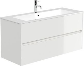Magnolia Home Badm&ouml;bel Taifun und Waschtisch 120 cm 2 Greif SoftClose Ausz&uuml;ge wei&szlig; Hgl
