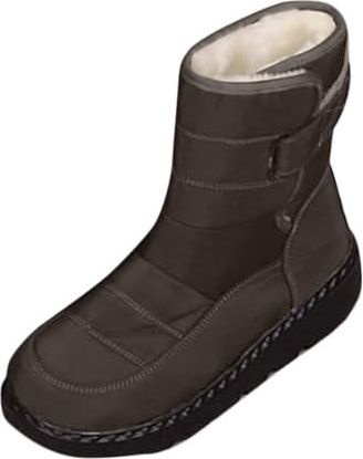 Generic Bottes dhiver pour femme avec doublure en polaire - Confortables - Couleur unie - Chaudes et &eacute;paisses - Chaussures de neige &agrave; enfiler - Chaussures de 