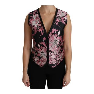 Dolce & Gabbana Gilet Fleuri en Brocart - Femme - Tops - Multicolore - Taille: 36 FR