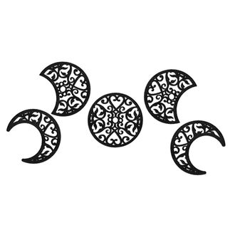 Cabilock 5 Stück Teiliges Mondphasen Wandbild Holz Wanddeko Stabile Holzmaterialien Elegante Boho Wandkunst für Wohnzimmer Kinderzimmer Schlafzimmer